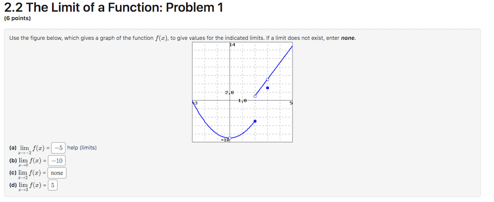 Solved 2.2 The Limit of a Function: Problem 1 (6 points) Use | Chegg.com