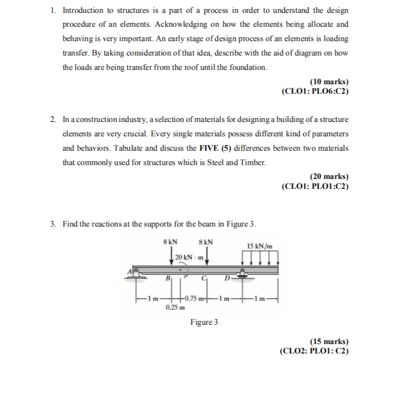 Solved 1. Introduction to structures is a part of a process | Chegg.com