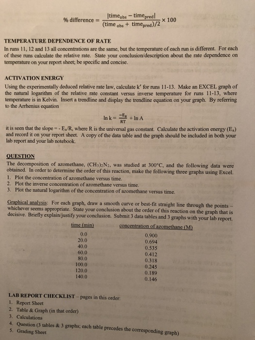 CALCULATIONS Calculate the relative rate using | Chegg.com