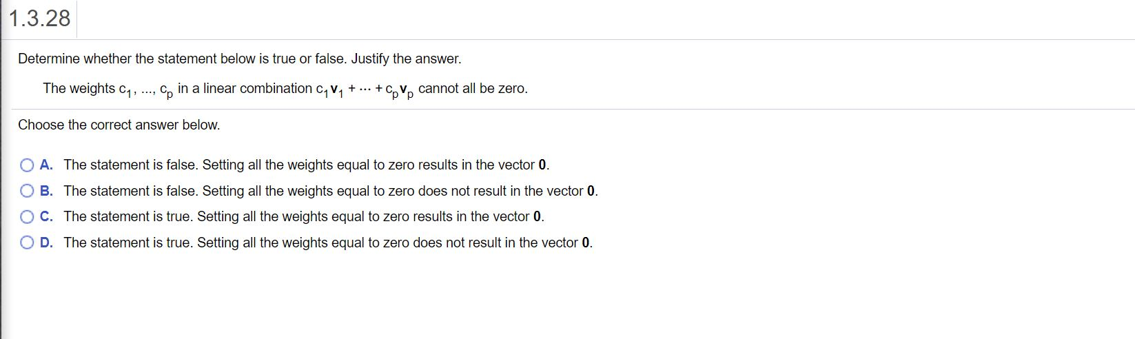 Solved 1.3.28 Determine whether the statement below is true | Chegg.com