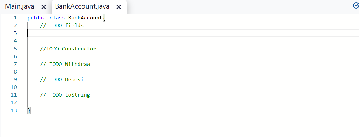 Solved Main.java × BankAccount.java × | Chegg.com