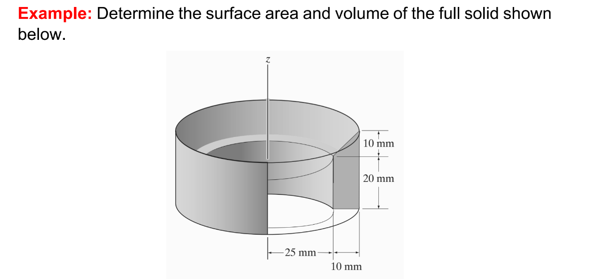 Solved Example: Determine the surface area and volume of the | Chegg.com