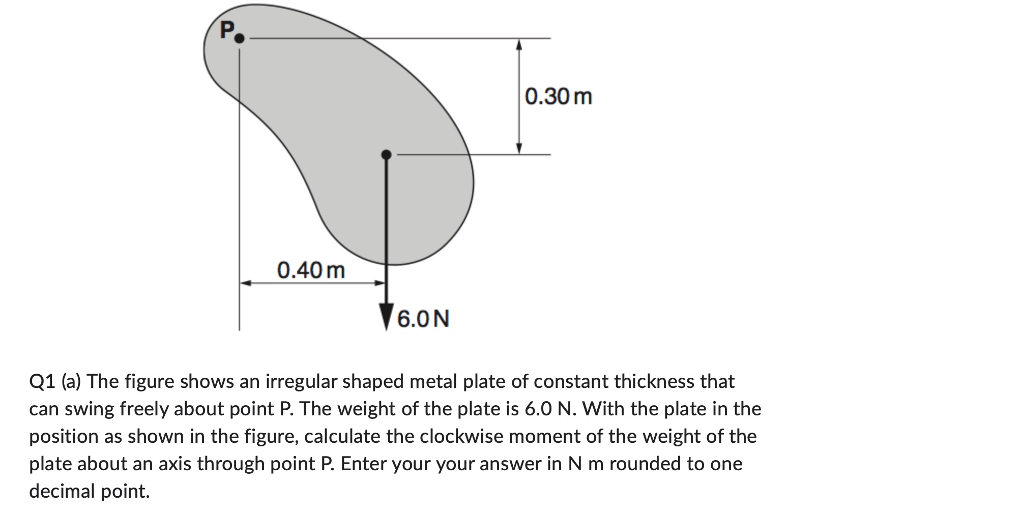 Solved Q1 (a) ﻿The figure shows an irregular shaped metal | Chegg.com