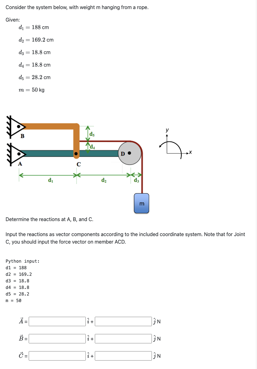 Solved Consider the system below, with weight m hanging from | Chegg.com