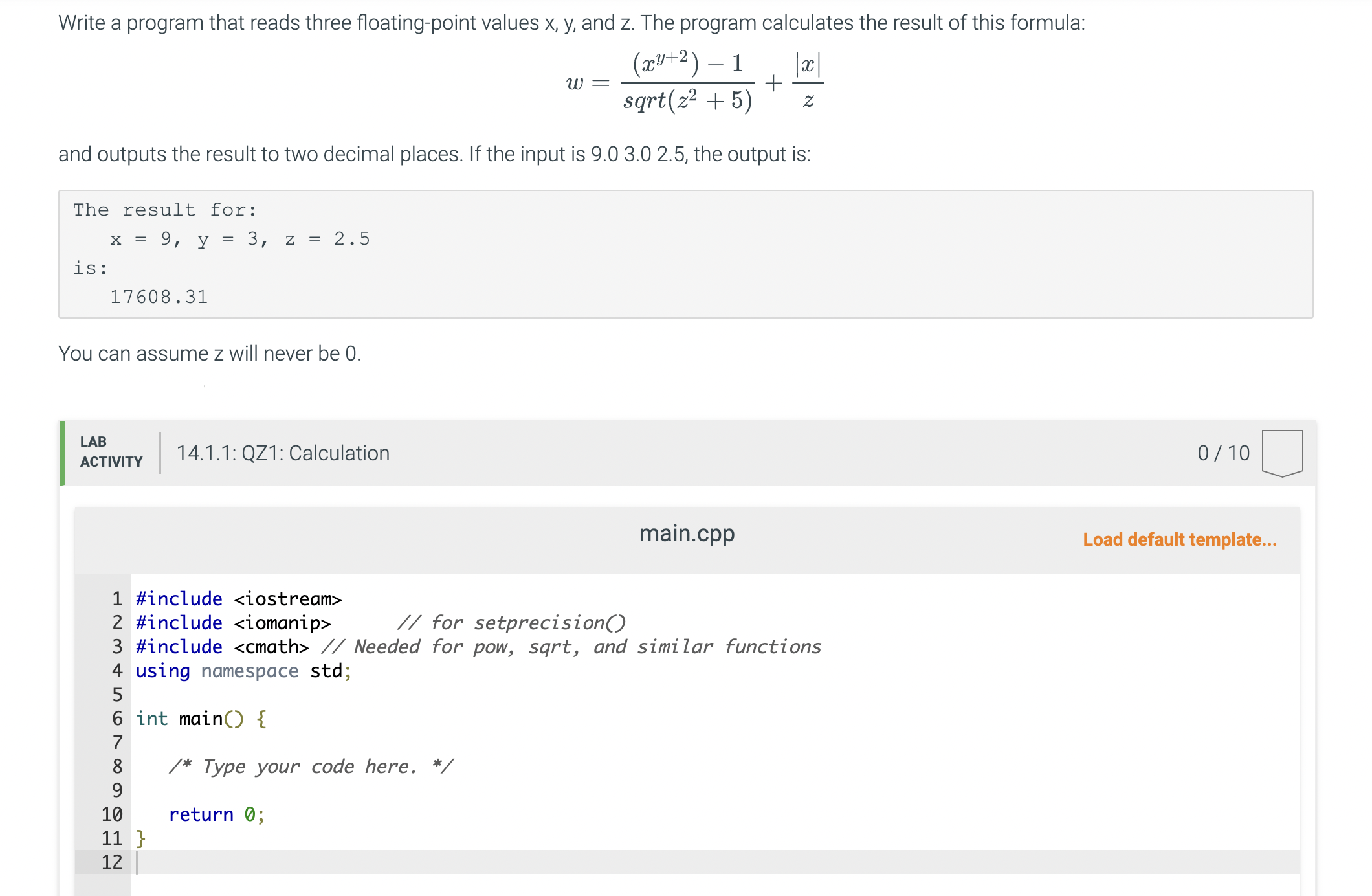 Solved w=sqrt(z2+5)(xy+2)−1+z∣x∣ | Chegg.com