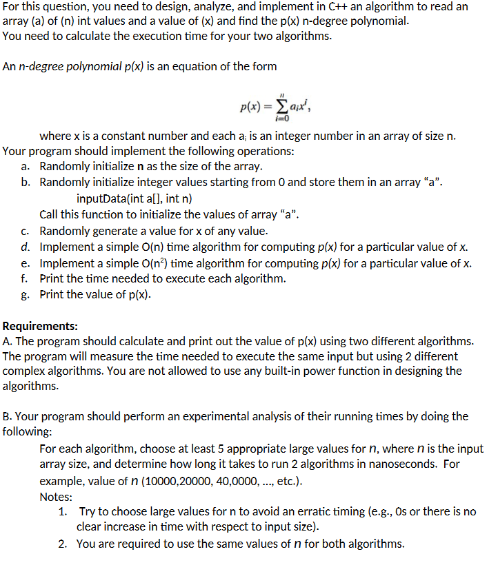 Solved For this question, you need to design, analyze, and | Chegg.com