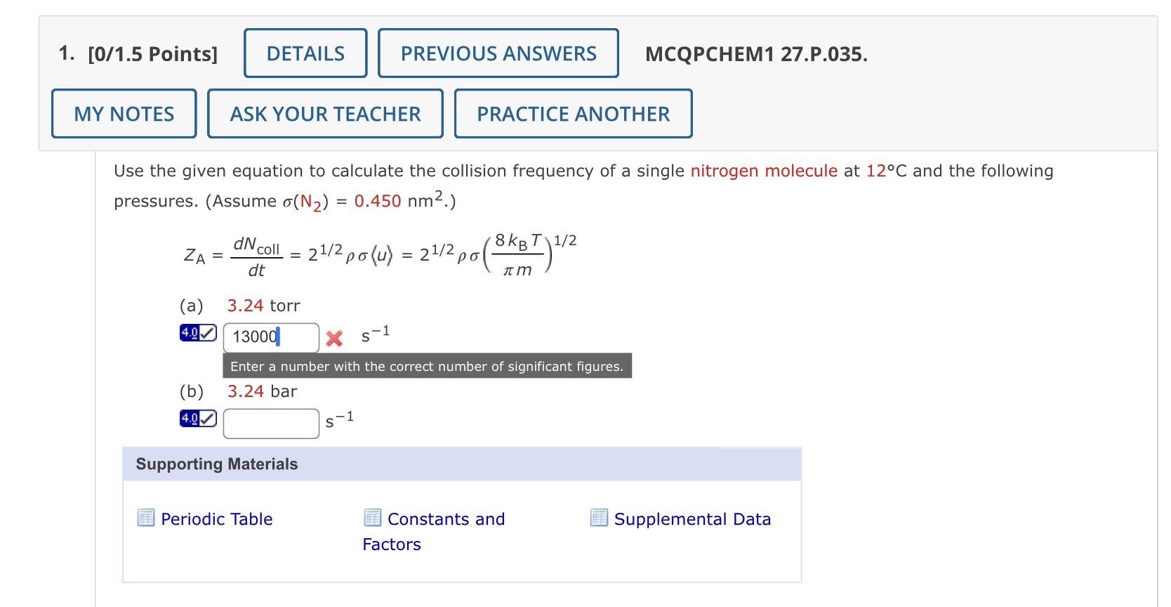 Solved Use The Given Equation To Calculate The Collision 4868