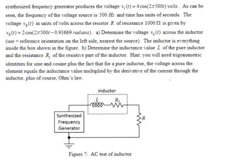 Solved synthesized frequency generator produces the voltage | Chegg.com