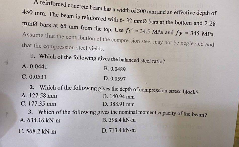 Solved A reinforced concrete beam has a width of 300 mm and | Chegg.com