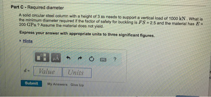 Solved Part A - Maximum load A column is made from a | Chegg.com