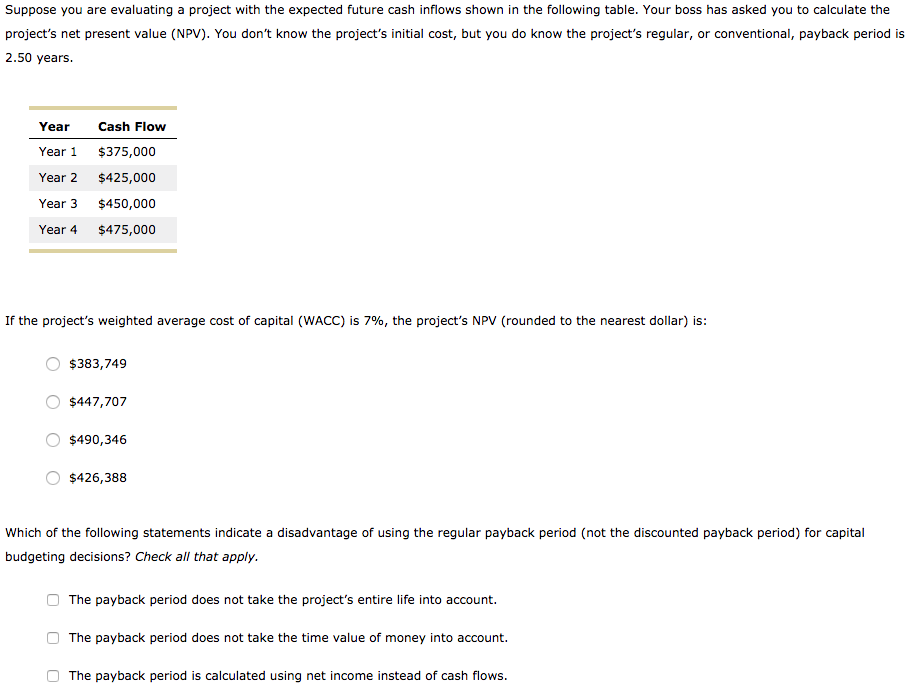 Solved Suppose you are evaluating a project with the | Chegg.com