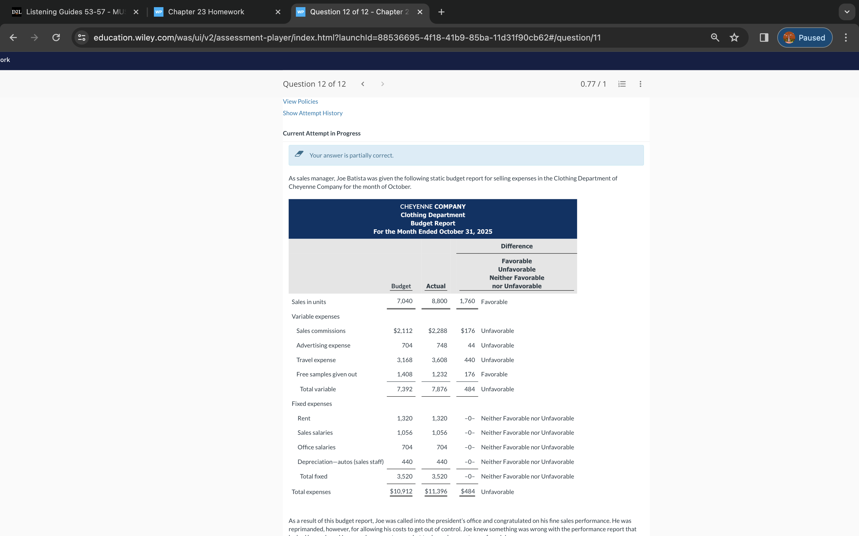 Solved Question 12 of 12\\n(0.77)/(1)\\nPaused\\nView | Chegg.com