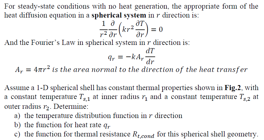 For steady-state conditions with no heat generation, | Chegg.com