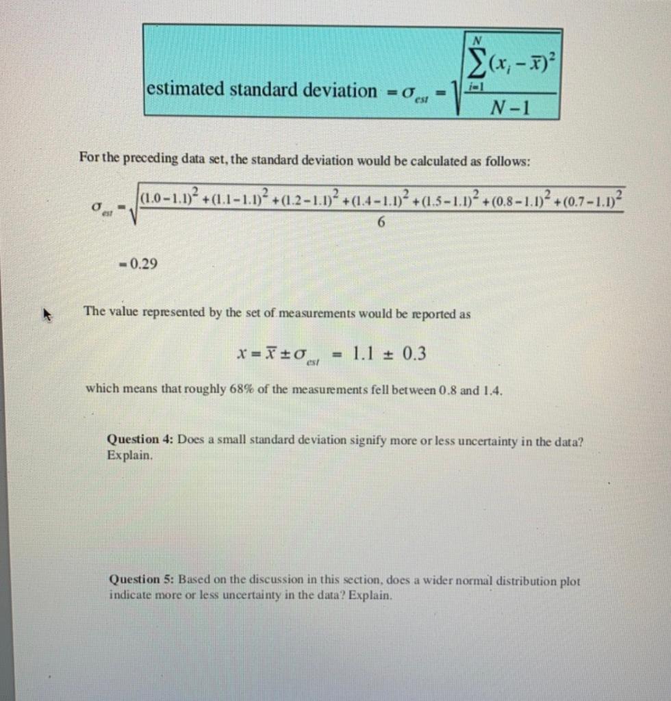 Solved Statistical Estimate of Random Uncertainty Since | Chegg.com