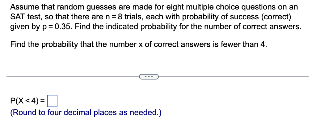 Solved Assume that random guesses are made for eight | Chegg.com