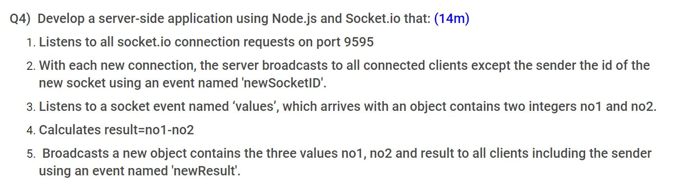 Q4) Develop a server-side application using Node.js | Chegg.com