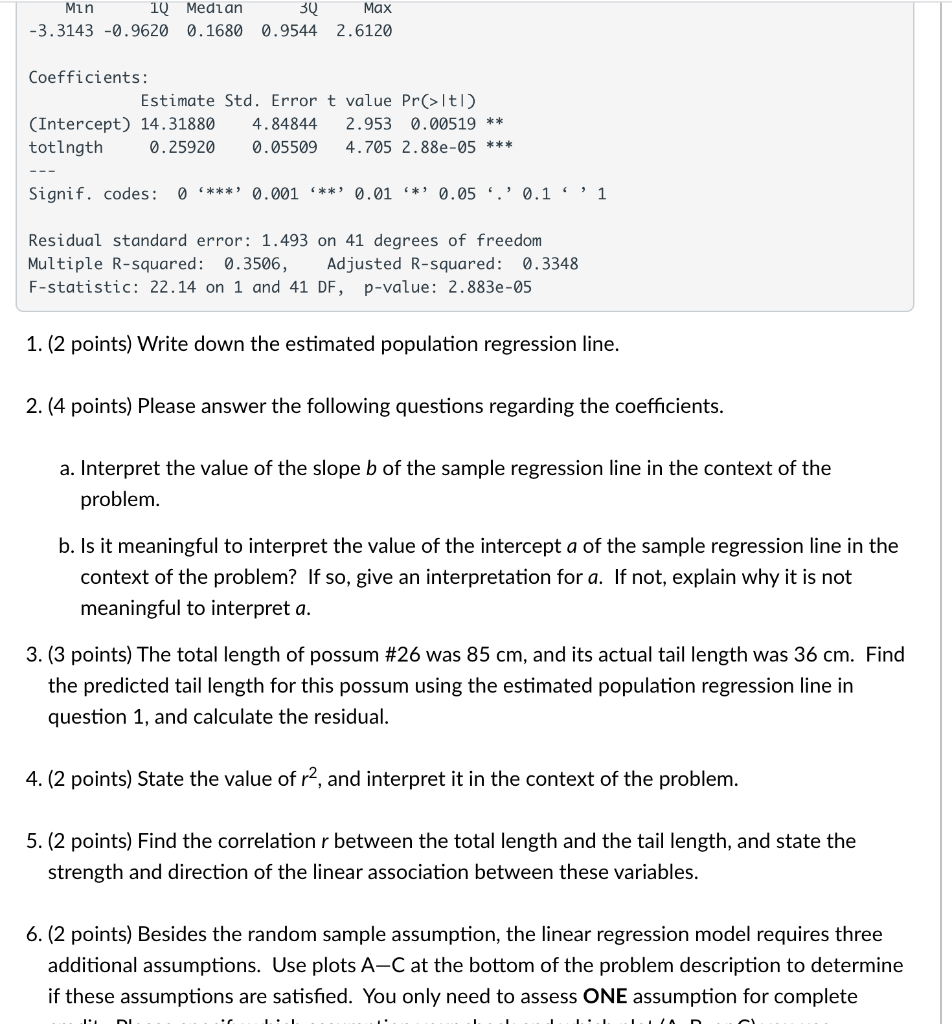 Solved 6. (2 points) Besides the random sample assumption, | Chegg.com