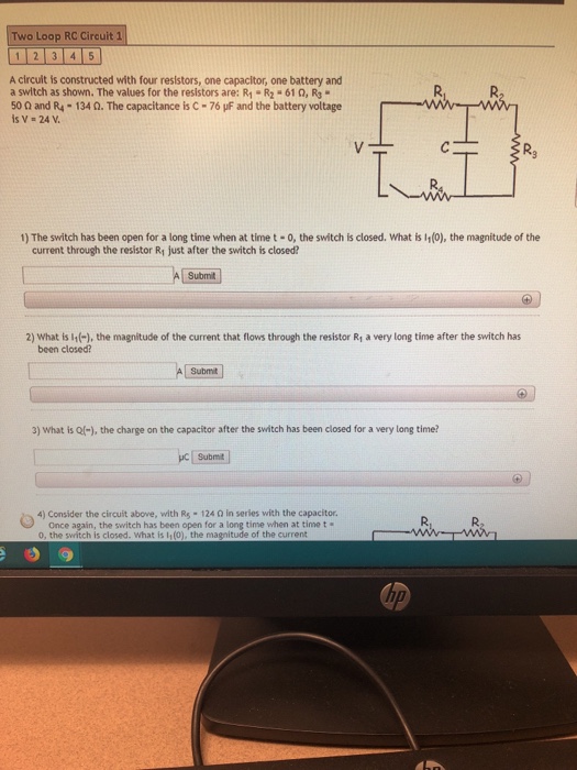 Solved wo Loop RC Circuit 1 A circuit is constructed with | Chegg.com