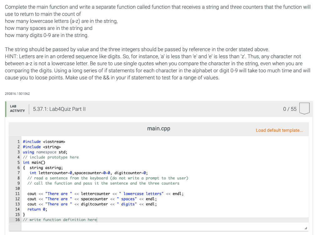 Solved Complete the main function and write a separate | Chegg.com