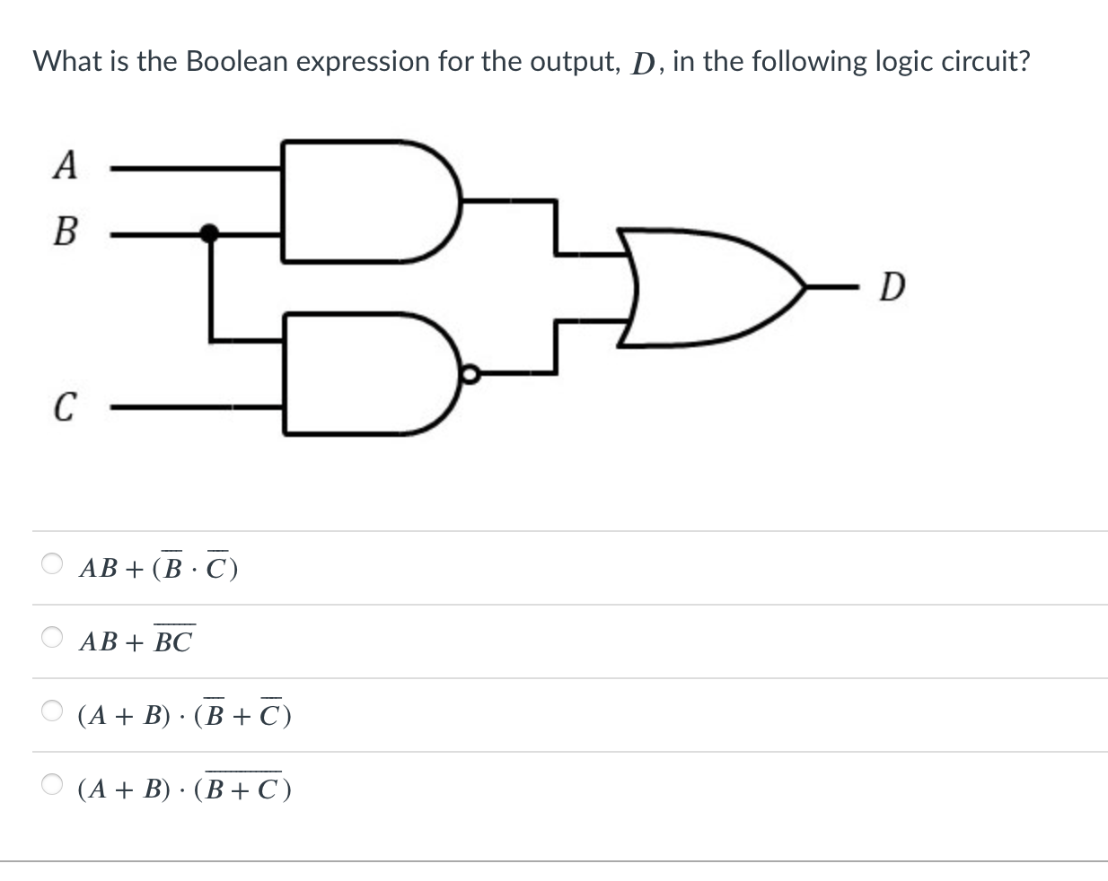 Solved What is the Boolean expression for the output, D, in | Chegg.com