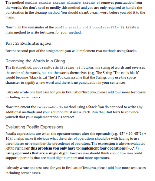 Solved STARTER CODE: Evaluation.java: package | Chegg.com