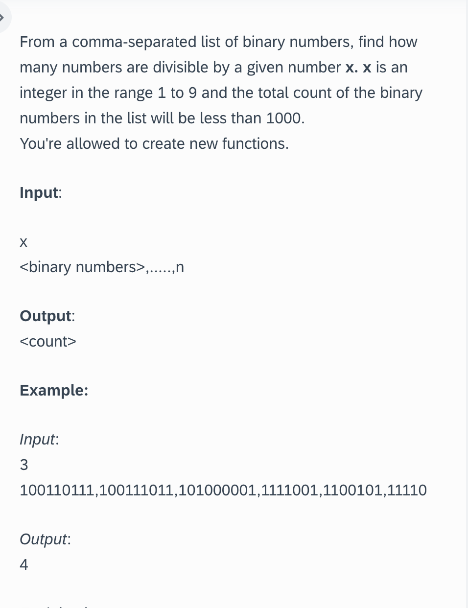 Solved From a comma-separated list of binary numbers, find | Chegg.com