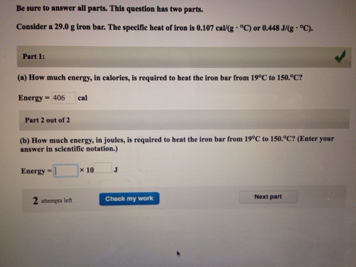 Solved Be sure to answer all parts. This question has two | Chegg.com