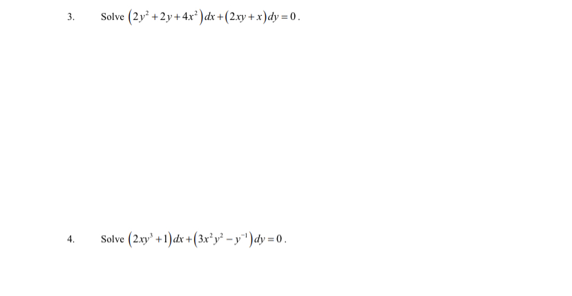 Solved Solve (2y2+2y+4x2)dx+(2xy+x)dy=0., ﻿Solve | Chegg.com