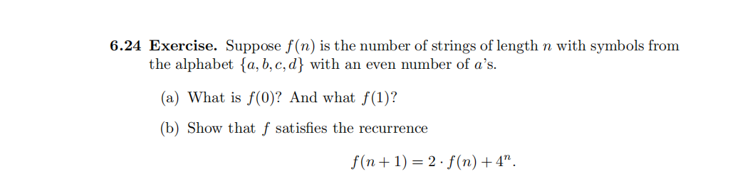Solved 6.24 Exercise. Suppose f(n) is the number of strings | Chegg.com