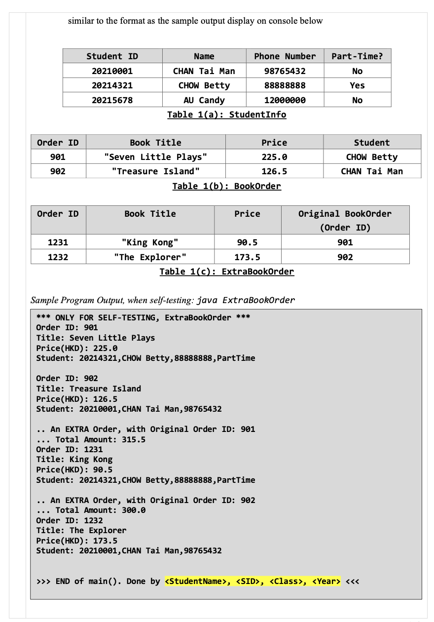 Solved public class BookOrder { int bID; String | Chegg.com