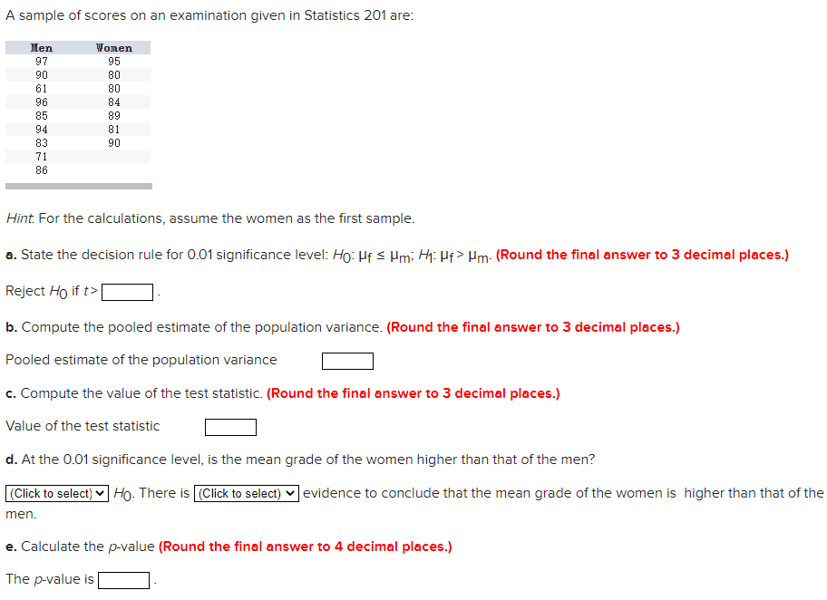 Solved A sample of scores on an examination given in | Chegg.com