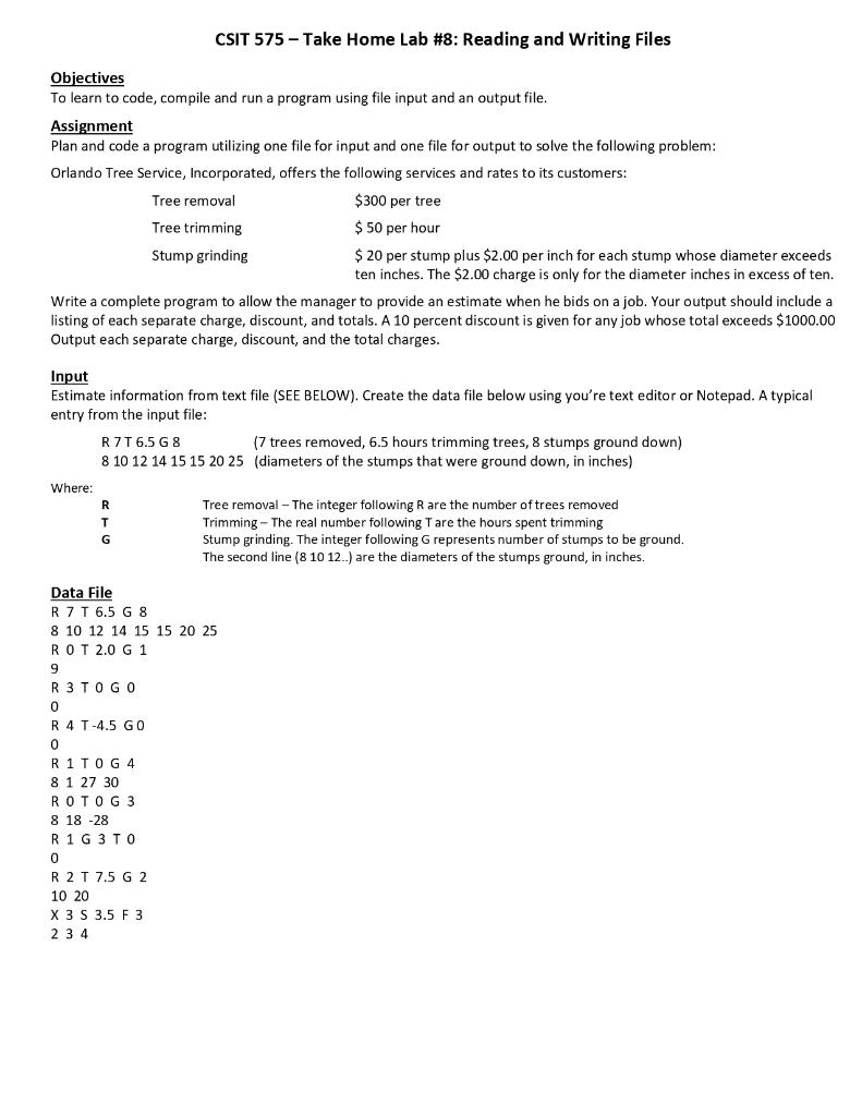 Solved CSIT 575 - Take Home Lab #8: Reading and Writing | Chegg.com