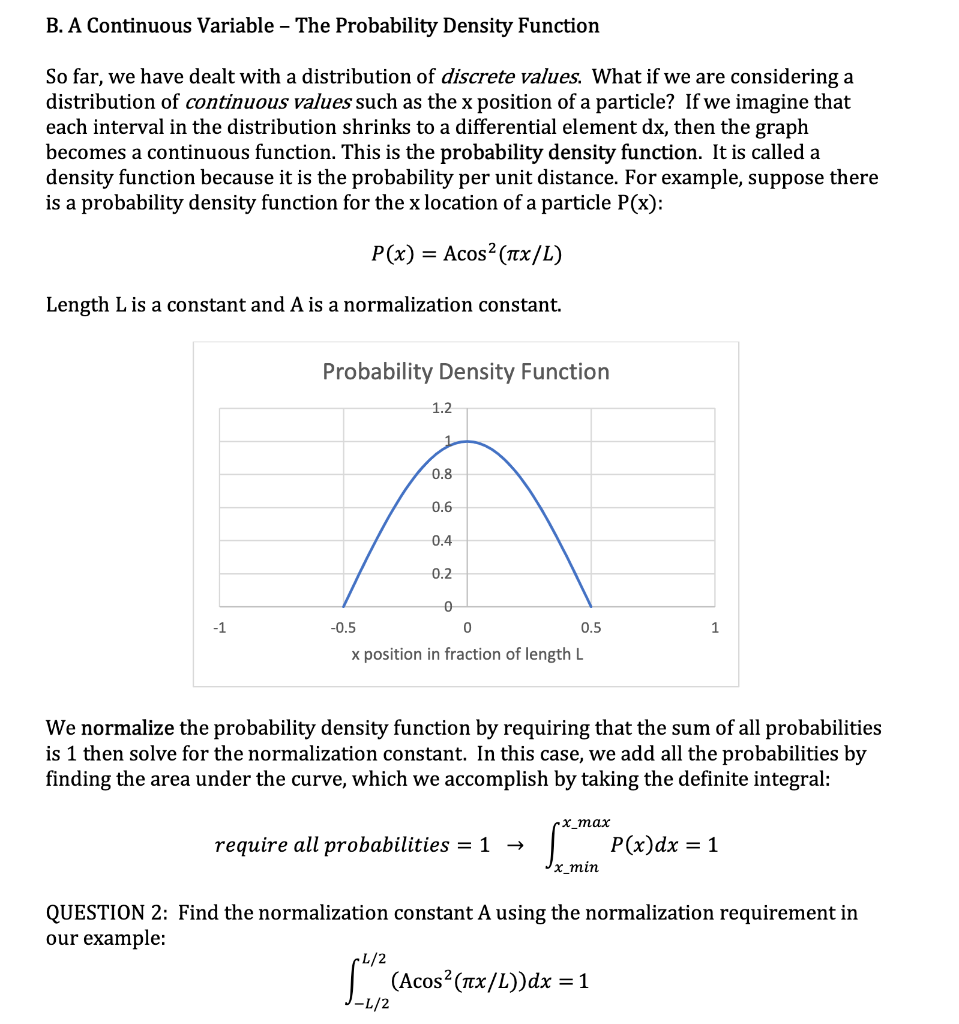 Solved B. A Continuous Variable – The Probability Density | Chegg.com
