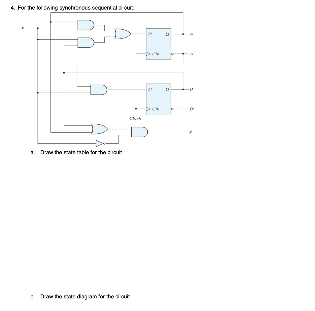 Solved 4. For the following synchronous sequential circuit: | Chegg.com