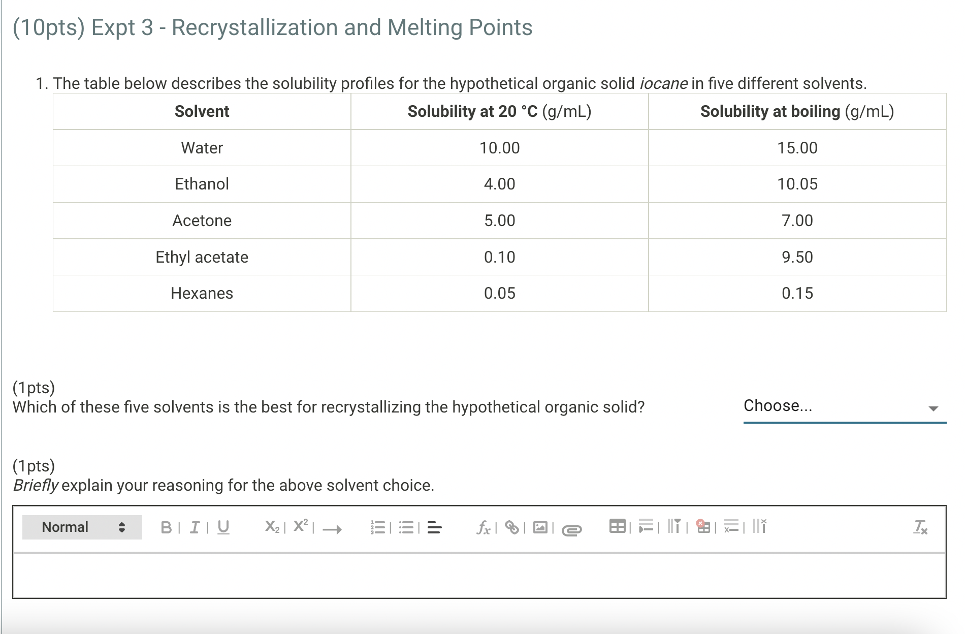 Solved (10pts) Expt 3 - Recrystallization and Melting Points | Chegg.com