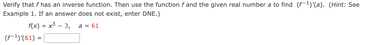 Solved Verify that f has an inverse function. Then use the | Chegg.com