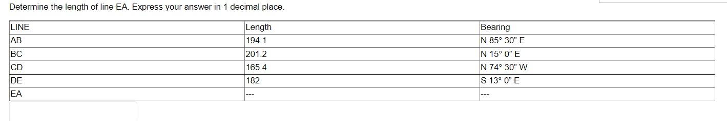 Solved Determine the length of line EA. Express your answer | Chegg.com