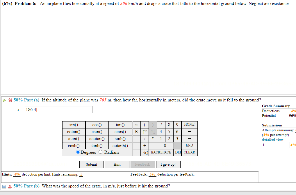 Solved Hints: deduction per hint. Hints remaining: Feedback: | Chegg.com