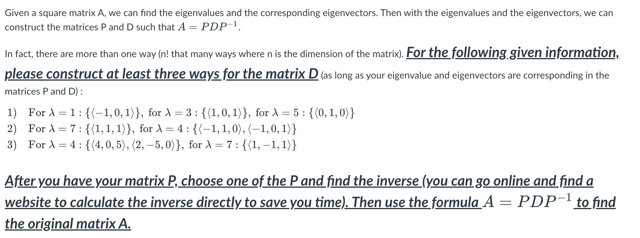 Solved Given a square matrix A, we can find the eigenvalues | Chegg.com