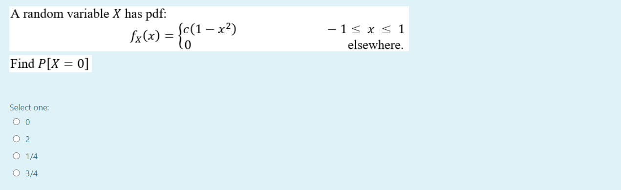 Solved A random variable X has pdf: fax(x) = {CC2 = {c(1 – | Chegg.com