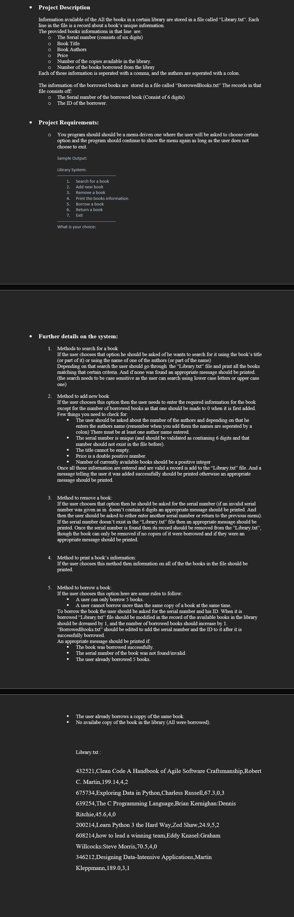 Solved Project Description O Information available of the | Chegg.com