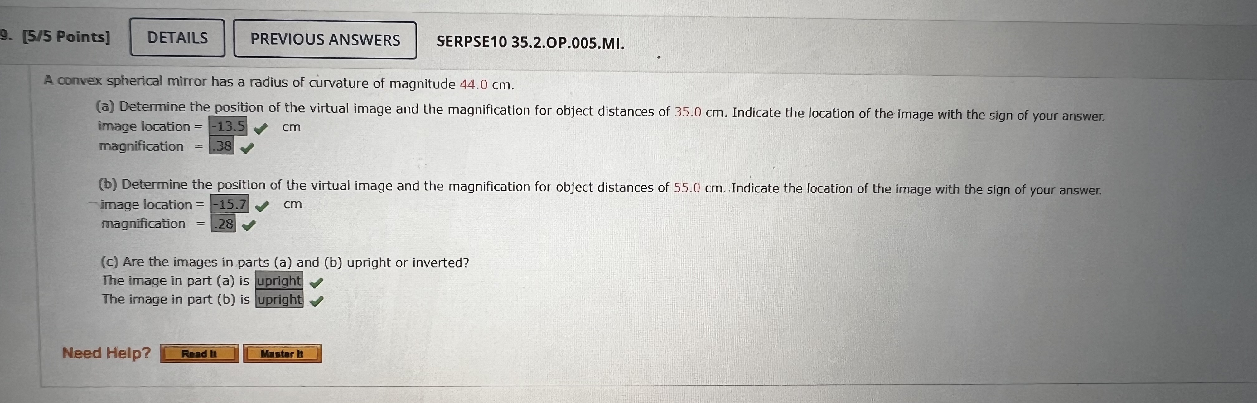 Solved A convex spherical mirror has a radius of curvature | Chegg.com