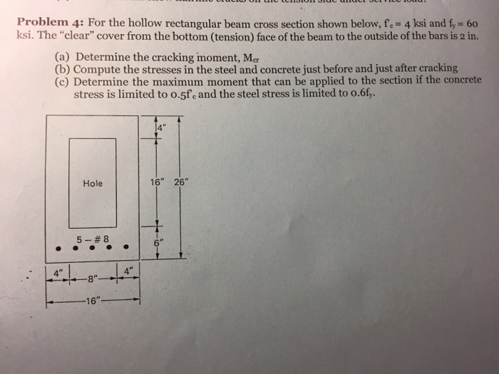 Solved Problem 4: For the hollow rectangular beam cross | Chegg.com
