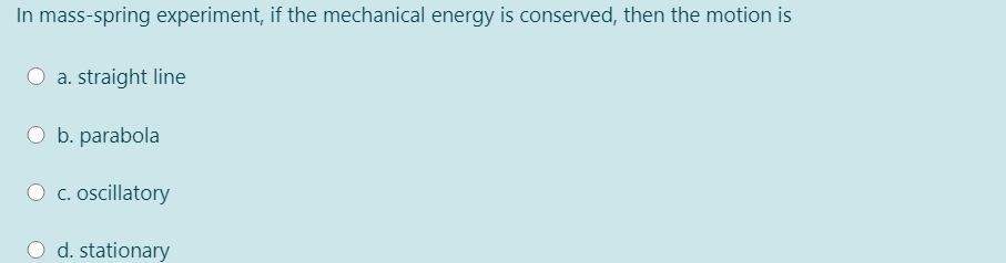 Solved In mass-spring experiment, if the mechanical energy | Chegg.com