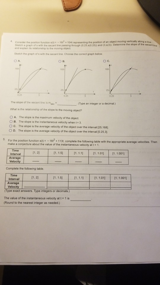 Solved Sketch a graph of s with the secant line passing | Chegg.com