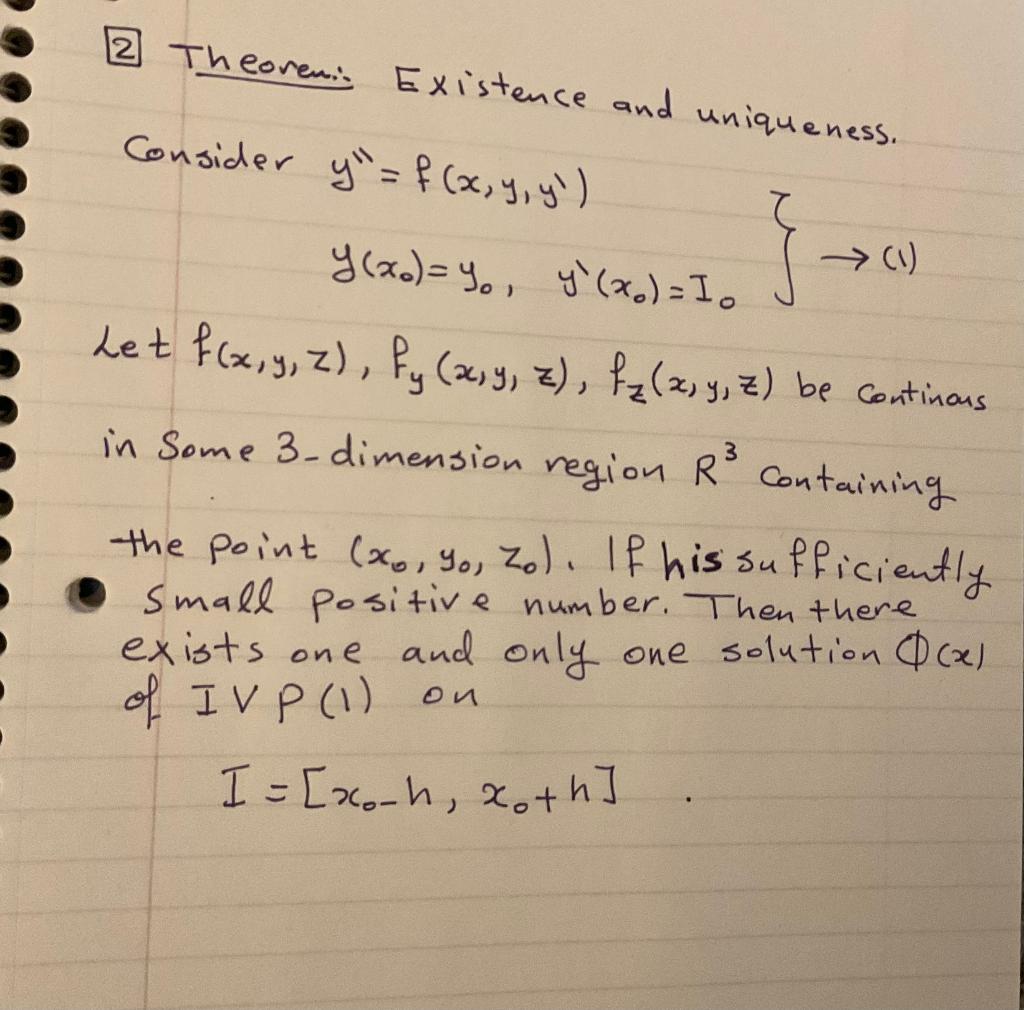 Solved [2] Theoren: Existence and uniqueness. Let | Chegg.com