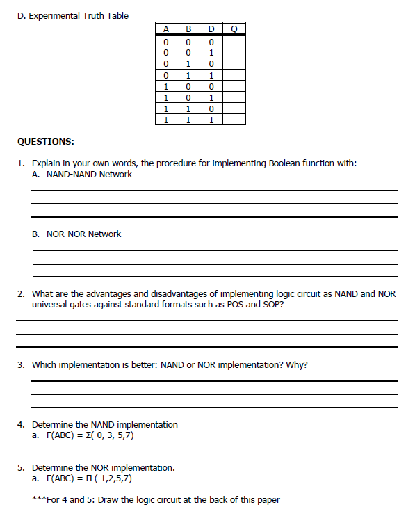 Solved NAND-NAND and NOR-NOR Implementations OBJECTIVES 1. | Chegg.com
