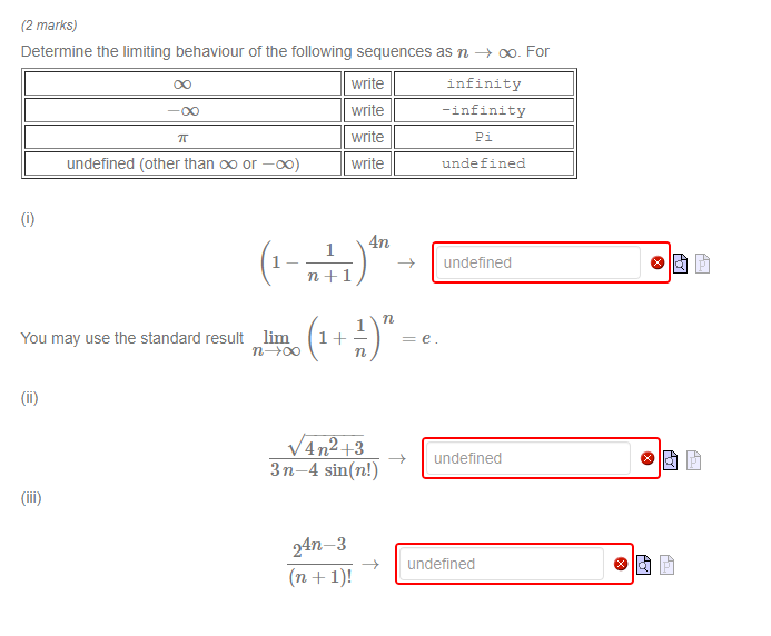 (2 marks) Determine the limiting behaviour of the | Chegg.com