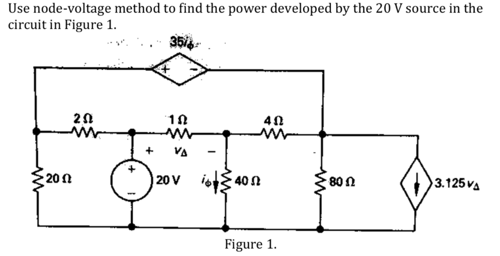 Solved Use node-voltage method to find the power developed | Chegg.com
