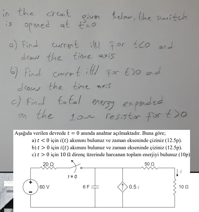 Solved is in the circuit given below, the switch opened at | Chegg.com